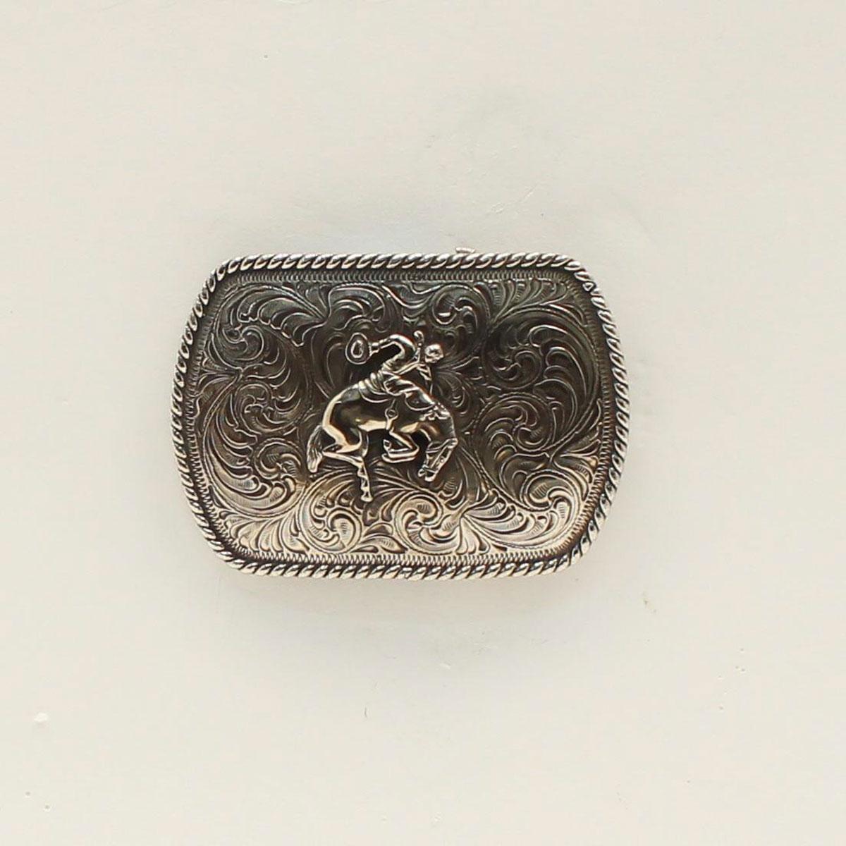 Crumrine Rectangle Bronc Rope Edge Antique Silver Belt Buckle – Centre ...